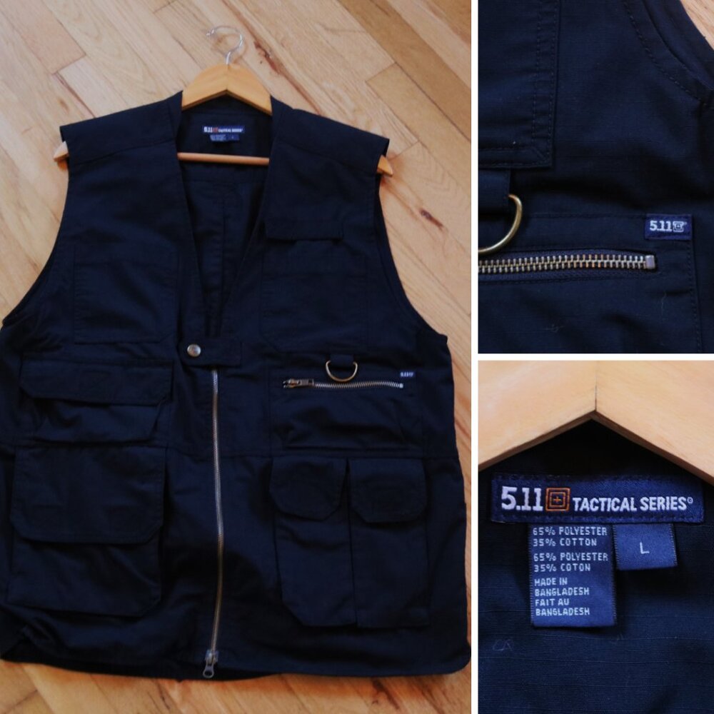 511 Tactical Vest Men's Large Black Cargo Utility Con… - Gem